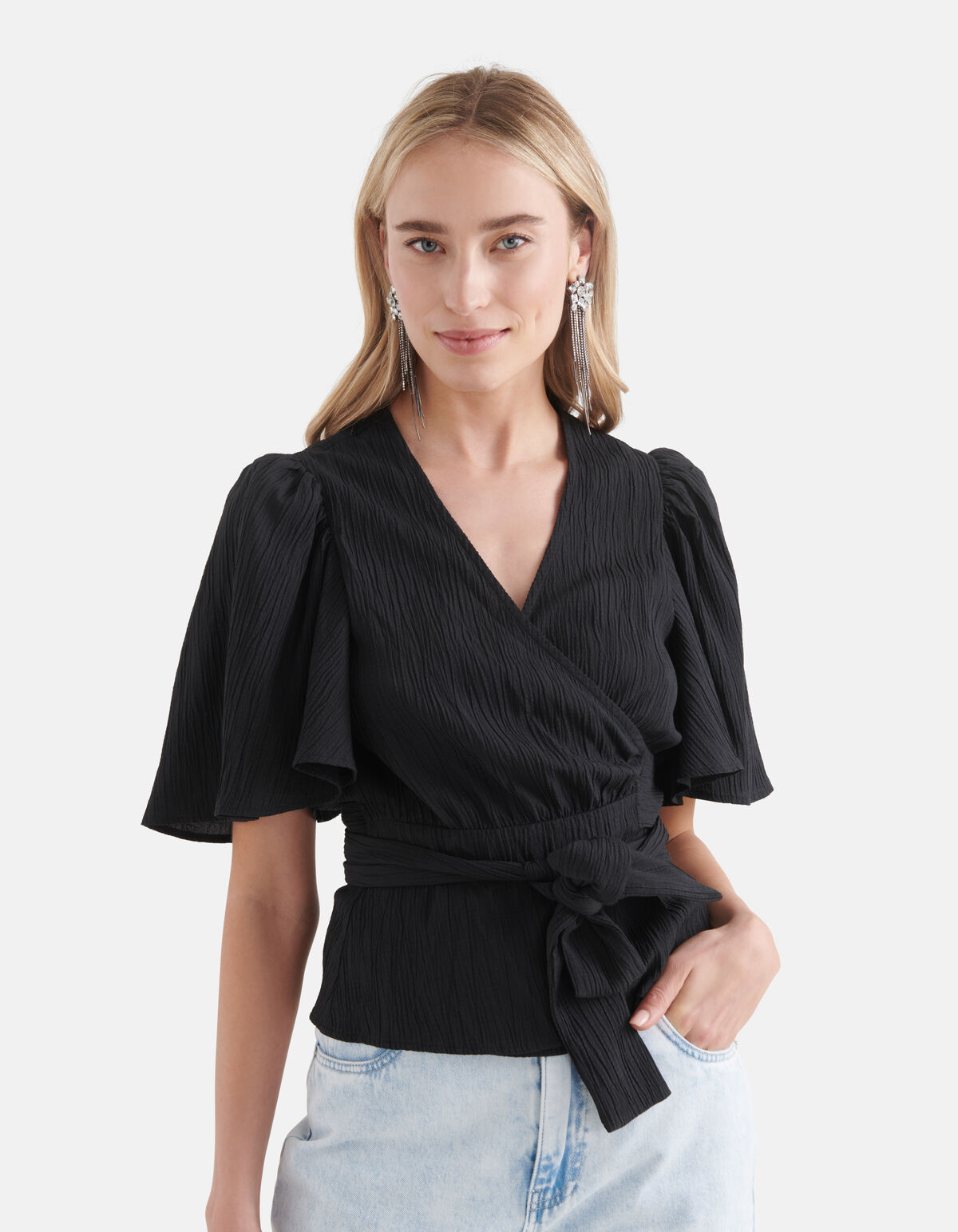 Wrap Top Zwart | Shoeby