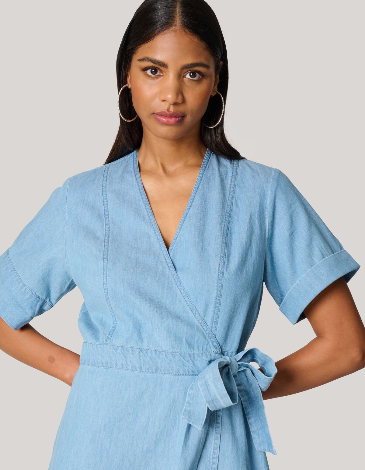 Denim Overslag Maxi Jurk Blauw | Shoeby