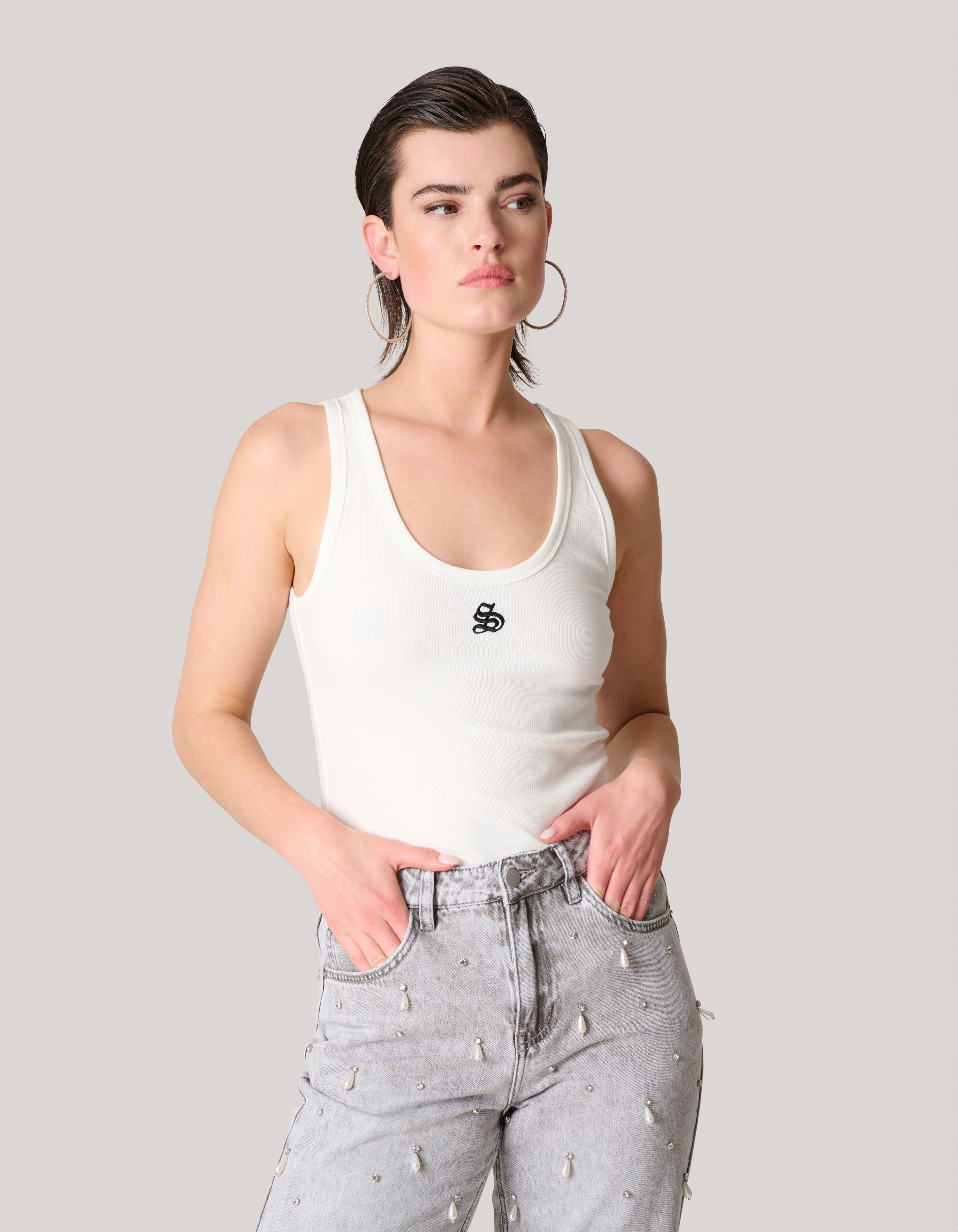 Shoeby Logo Tanktop Wit | Shoeby