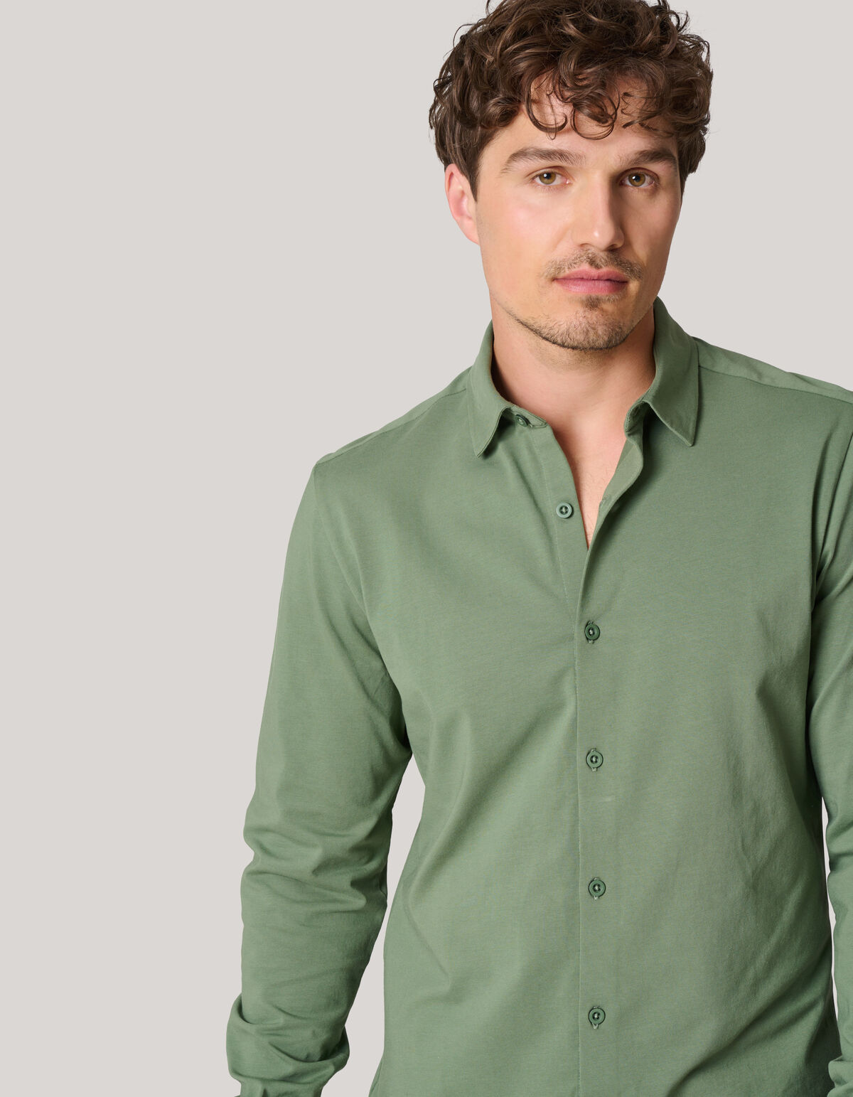 Jersey Overhemd Groen | Shoeby