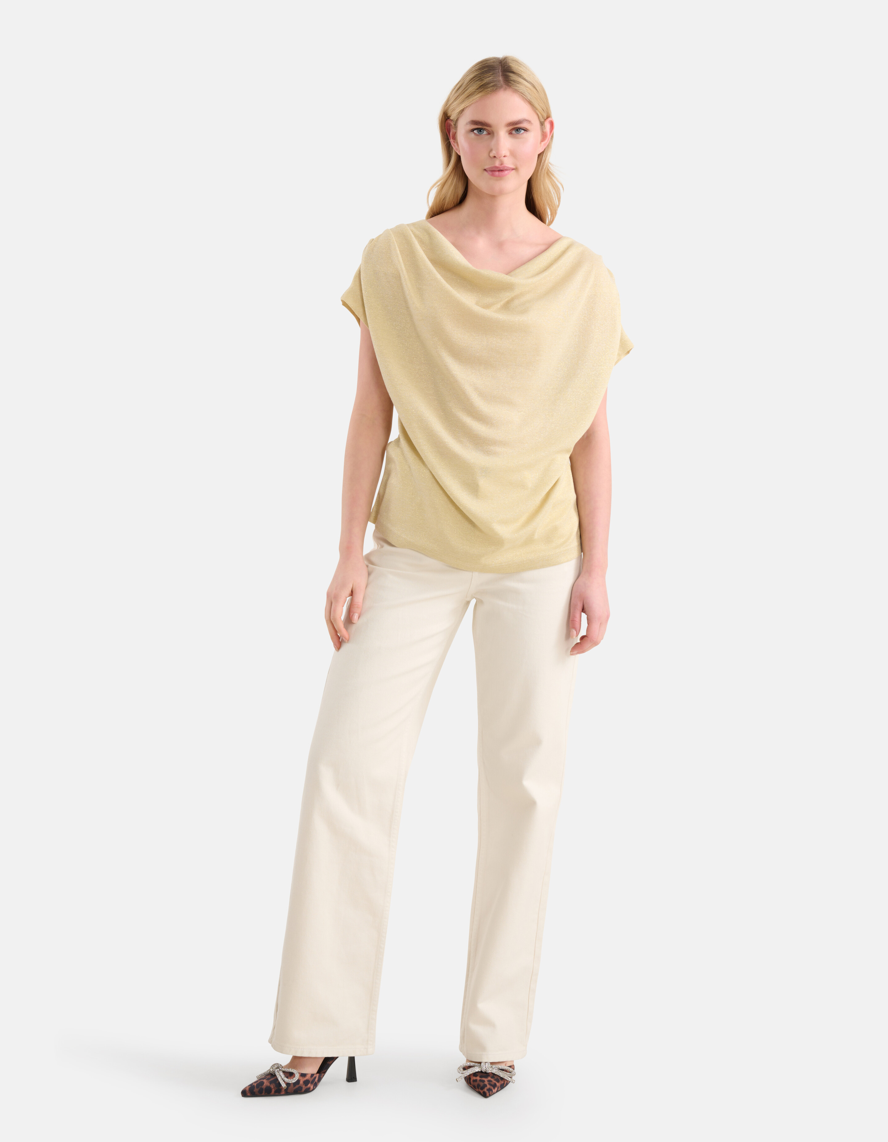 Gedrapeerde Glitter Top Goud | Shoeby
