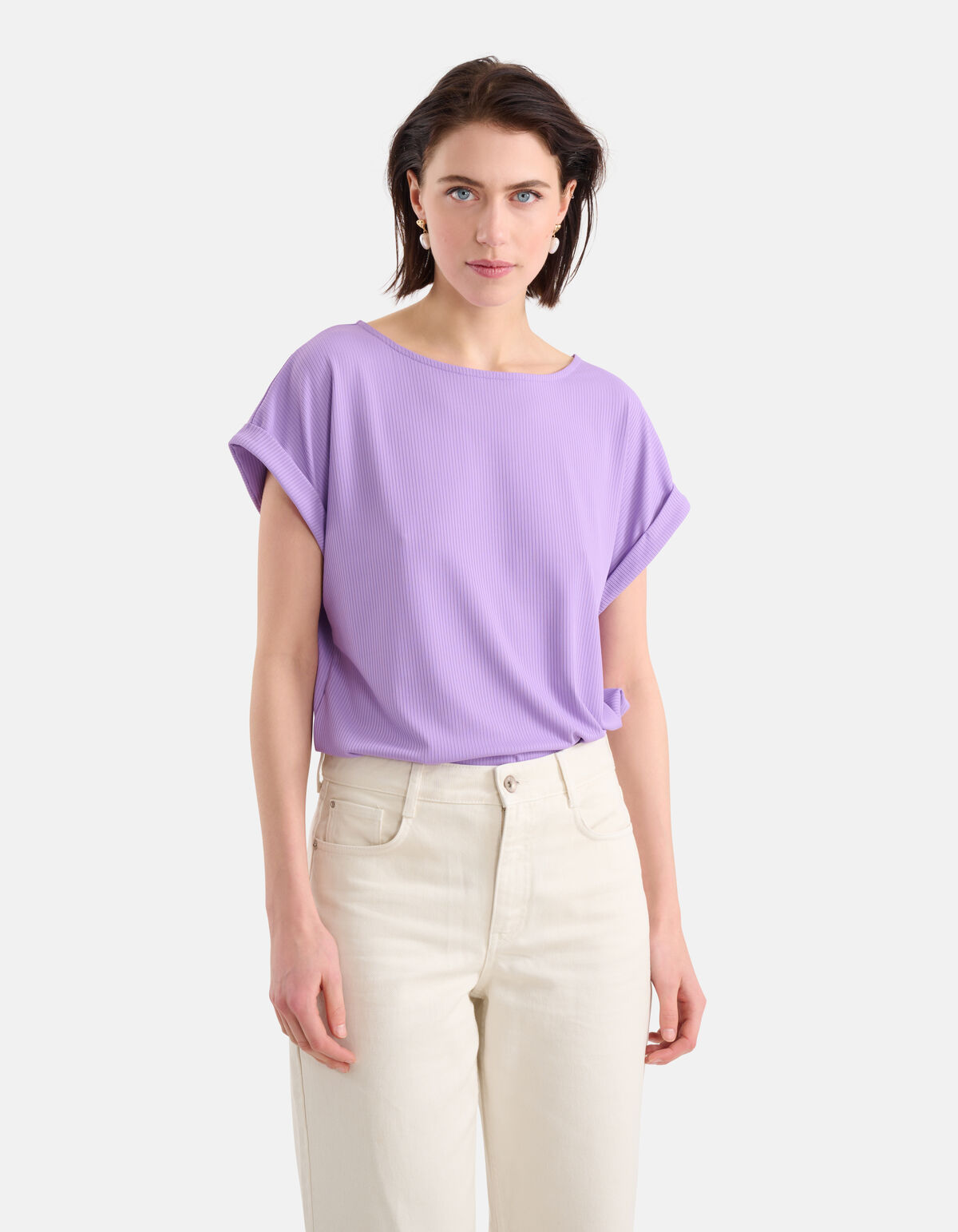 Rib Jersey Top Paars | Shoeby