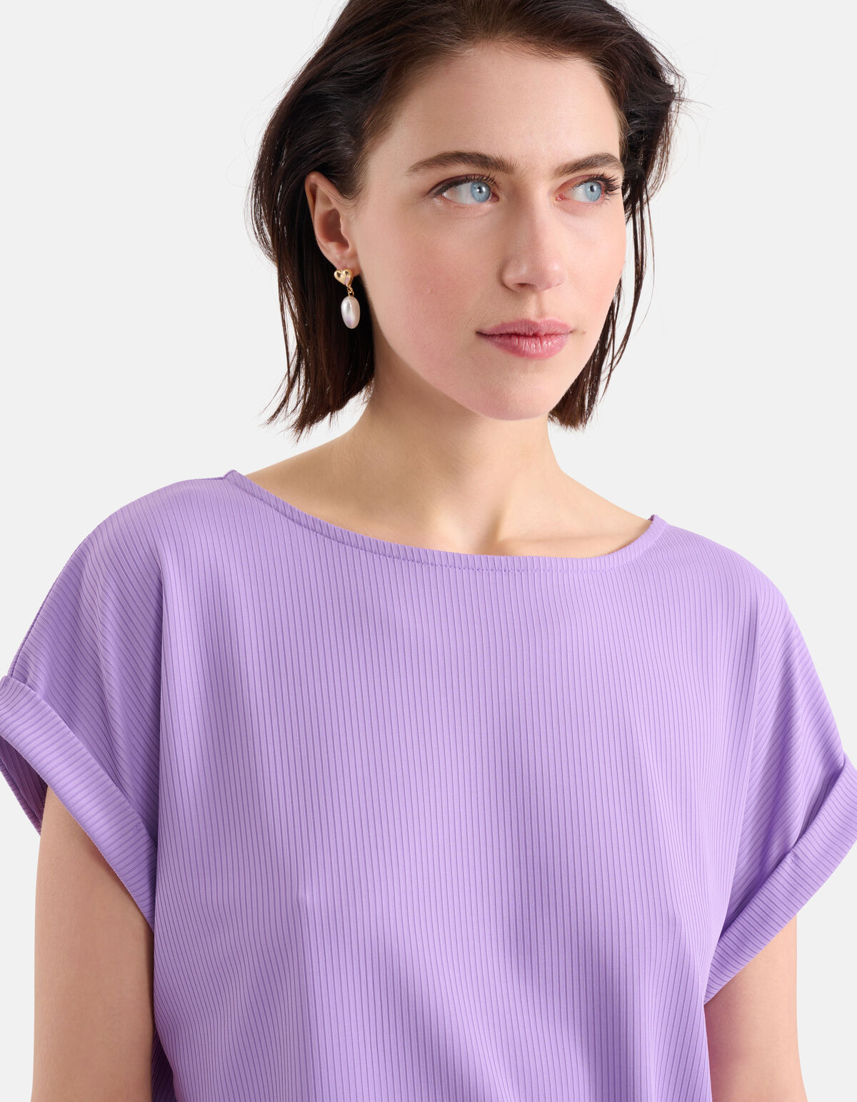 Rib Jersey Top Paars | Shoeby