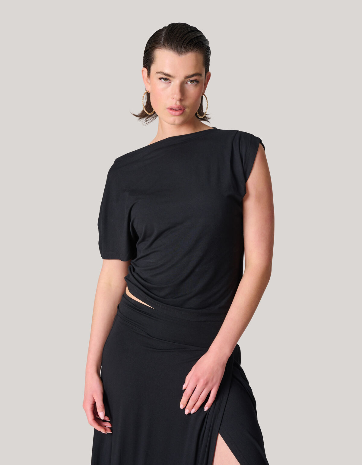 Jersey Asymmetrische Top Zwart | Shoeby