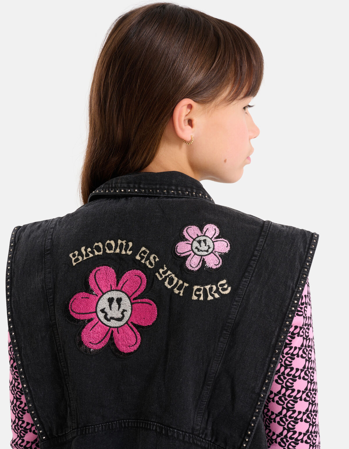 Embroidery Gilet Donkergrijs | Shoeby