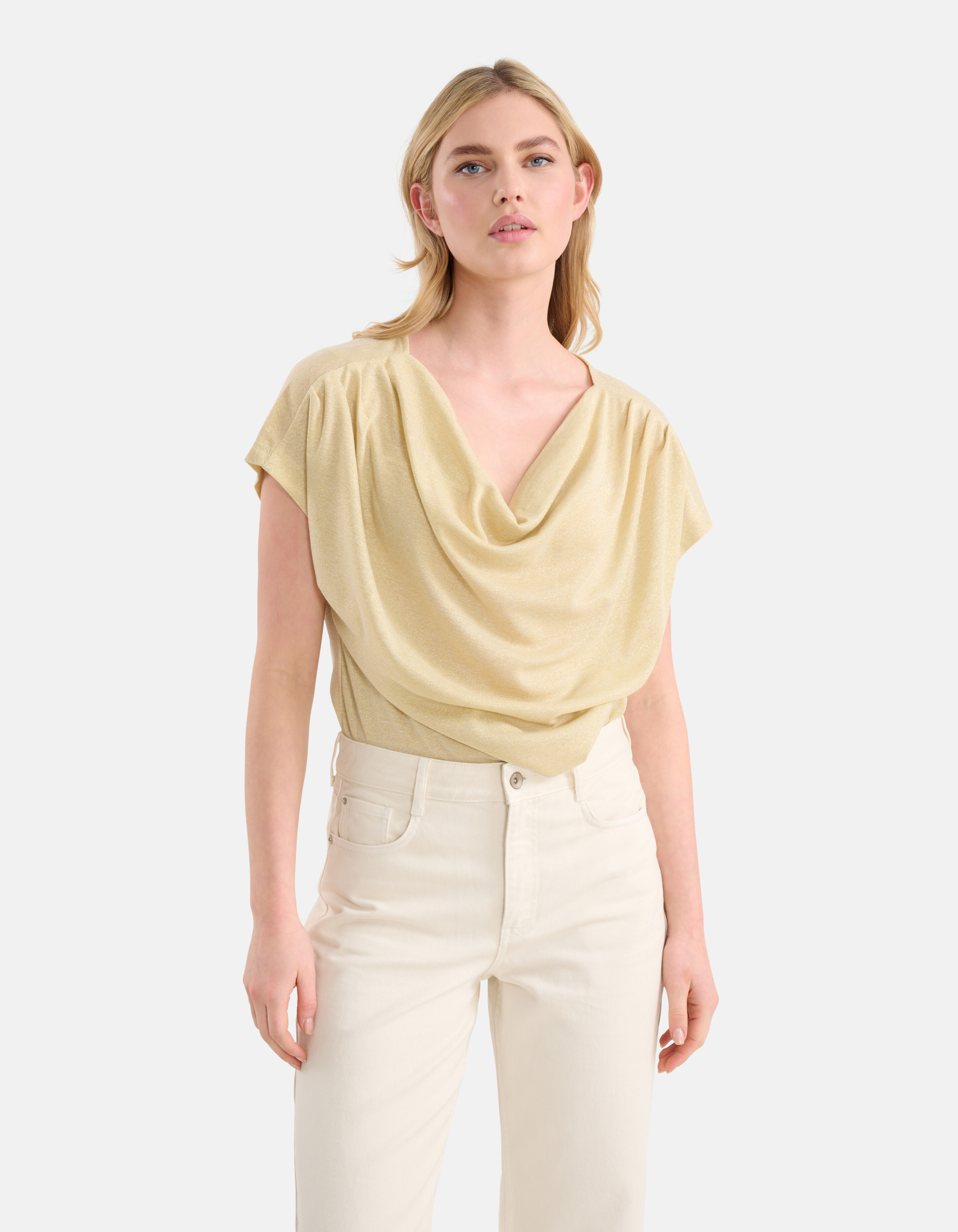 Gedrapeerde Glitter Top Goud | Shoeby